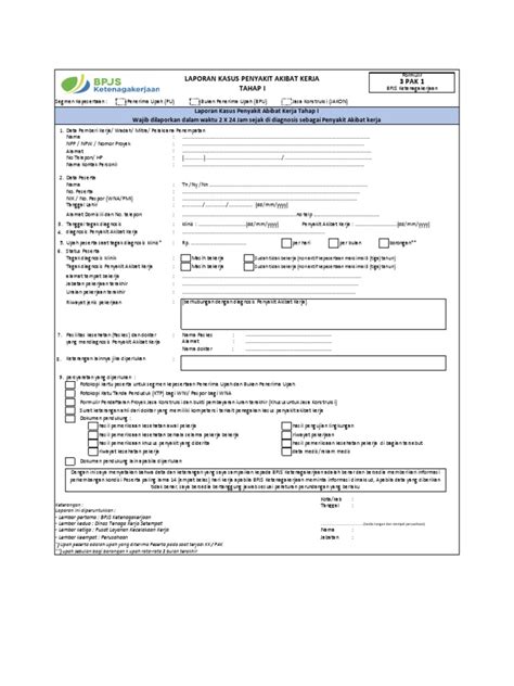 Formulir 3 Pak1 Bpjs Ketenagakerjaan Pdf
