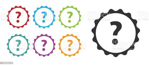 흰색 배경에 격리된 블랙 물음표 아이콘입니다 Faq 기호 파일 복사 채팅 음성 거품 및 차트 다채로운 아이콘을 설정합니다 벡터 일러스트레이션 0명에 대한 스톡 벡터 아트 및