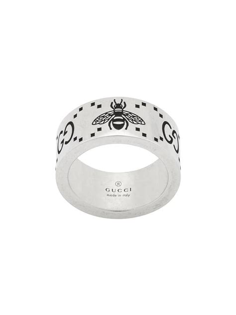 Gucci Gg Sterling Silver Engraved Bee Ring Ybc728304001 For Sale At