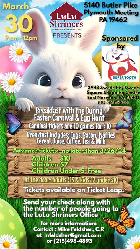 Mar Breakfast With The Easter Bunny Easter Egg Hunt And Carnival Games Plymouth PA Patch