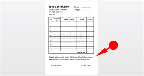 Contoh Nota Rumah Makan Excel Ruang Ilmu