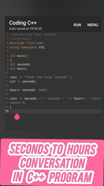 Seconds To Hours Conversation In C Program Cpp Secondstohours Coding Youtube