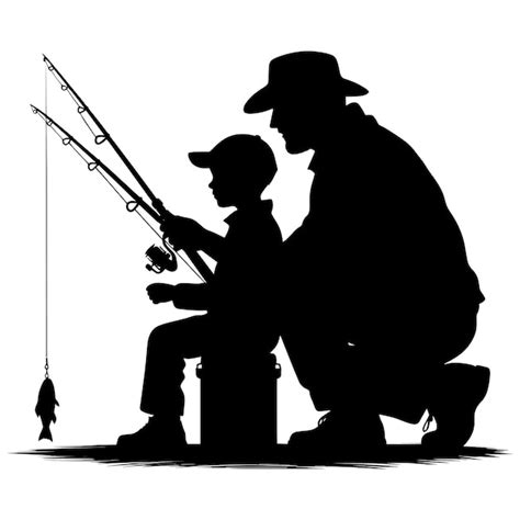 색 배경 에 고립 된 아버지 와 아들 의 시 실루 일러스트레이션 프리미엄 Ai 생성 벡터