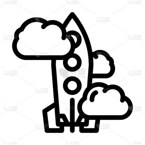 火箭发射线图标矢量插图