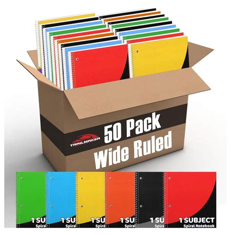 50 Notebooks Pack One Subject Notebooks Wide Ruled Bulk 70 Sheets