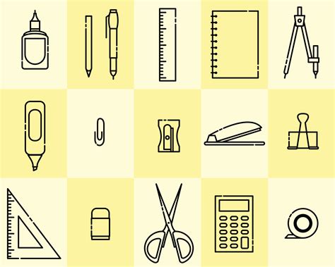 Stationery Thin Line Icon Set 7944824 Vector Art At Vecteezy