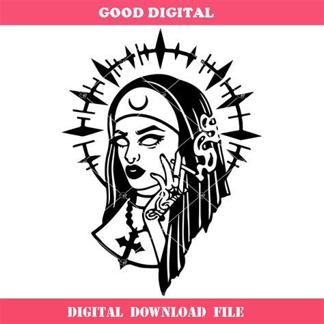 Badass Nun Svg Smoking Nun Svg Demon Nun Svg Inspire Uplift