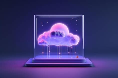 Premium Photo A Cloud Computing Device With A Blue Background And Purple Lights