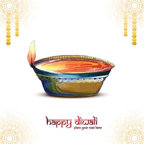 Beautiful Diwali Greeting Card With Oil Diya Card Background Vector Art At Vecteezy
