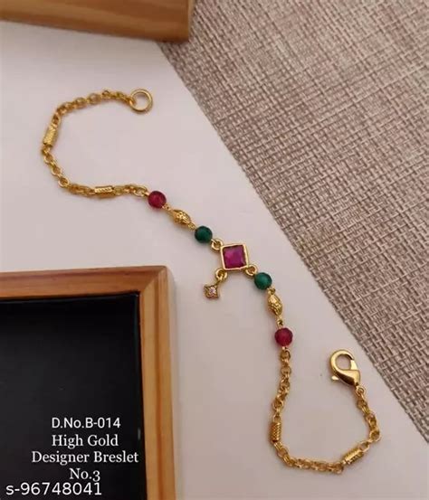 Gold Plated Ad Ruby Stone Daily Wear Designer Bracelet