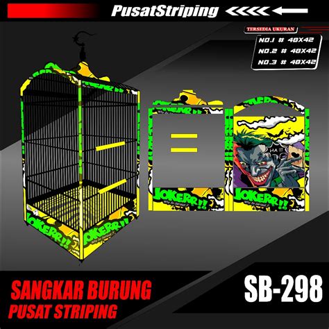 Jual SB 298 COD Dekal Sangkar Burung Murai Desain Joker Sticker