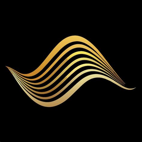 Vector Wave Lines Smooth Flowing Dynamic Gold Gradient Light Isolated