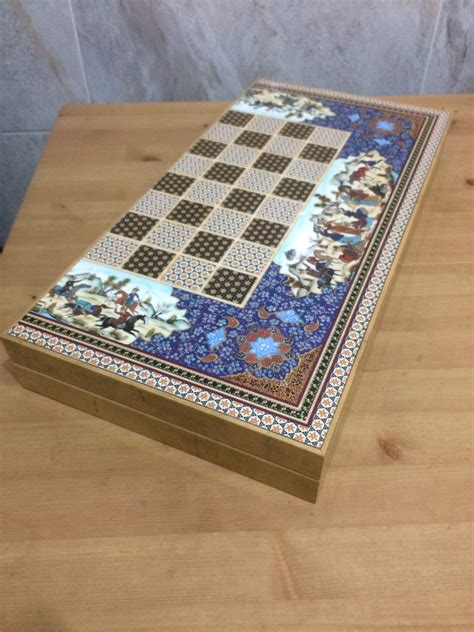 Wooden Mosaic Chess And Backgammon Set Backgammon Board Set Luxury