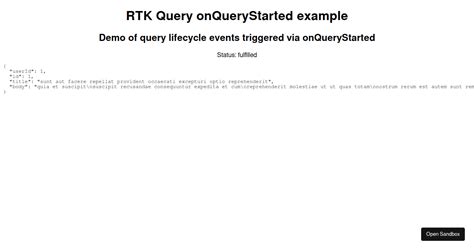 RTK Query OnQueryStarted Example Codesandbox
