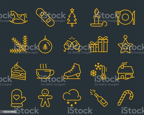 상자 선물 겨울 Chistmas 라인 아이콘 세트 가방에 대한 스톡 벡터 아트 및 기타 이미지 가방 겨울 계절 Istock