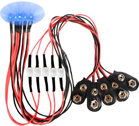5 Pack 9 Volt Battery Led Light With Onoff Switch Blue