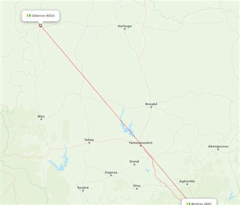 All Flight Routes From Odienne To Abidjan Keo To Abj Flight Routes