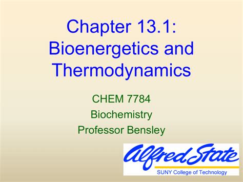 Bioenergetics And Thermodynamics Biochemistry Presentation