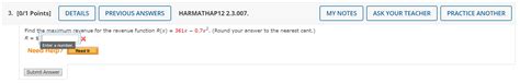Solved Find The Maximum Revenue For The Revenue Function