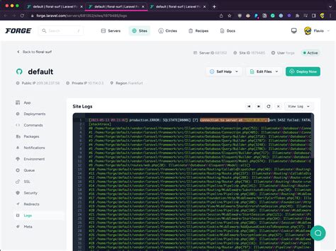 deploying a site to laravel forge