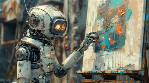 Exploring The Intersection Of Technology And Art Through A Depiction Of A Robot Creating A