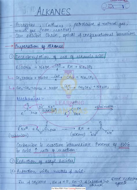 Solution Alkanes Handwritten Notes By Lm Studypool