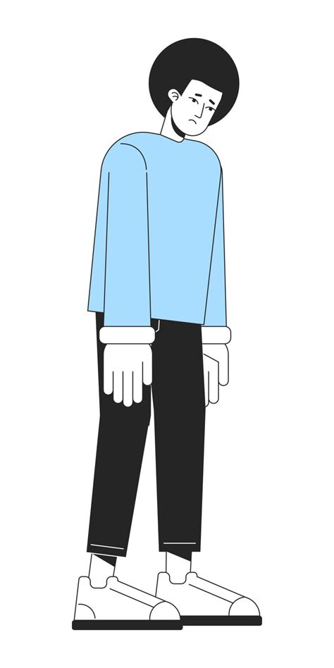 Traurig Junge Mit Verbeugte Sich Kopf Eben Linear Duo Farbe Vektor Charakter Editierbar Figur