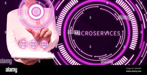 Text Caption Presenting Microservices Word Written On Software Development Technique Building