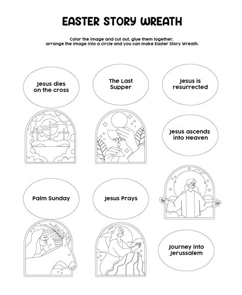 Printable Easter Story Wreath Idéias De Ensino Ideias
