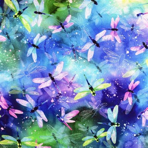 Dragonfly Water Lily Fabric Etsy