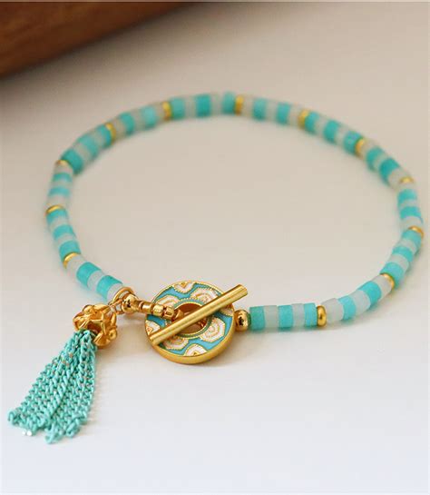 Original Stylish Natural Stone Beaded Tassel Bracelet Lolalan