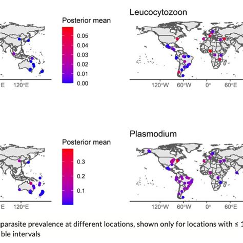 Estimated Average Parasite Prevalence At Different Locations Shown
