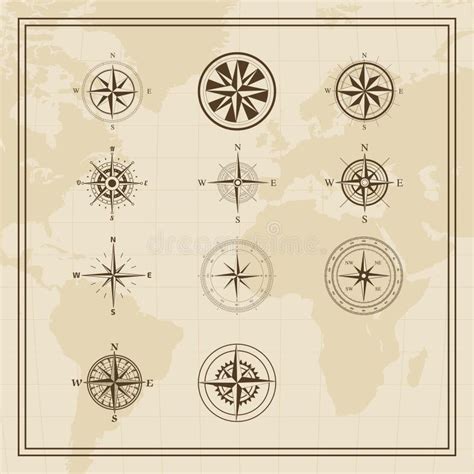 Vintage Nautical Compass Old Map Vector Paper Texture With Torn Border