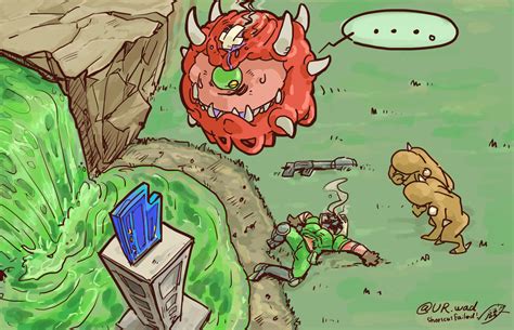 Kurashiki Nanka Cacodemon Doomguy Imp Doom Doom Series Commentary Request Highres