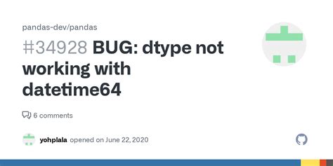 Bug Dtype Not Working With Datetime64 · Issue 34928 · Pandas Dev