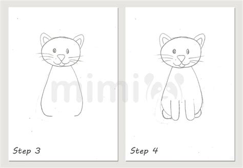 Cat Drawing Step By Step Tutorial Mimi Panda