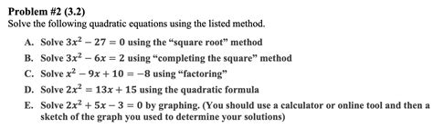 Solved Problem 2 32 Solve The Following Quadratic