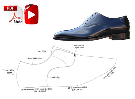 Digital Pattern Shoes A4 Letter Pdf Oxford Men Shoes All 9 Sizes