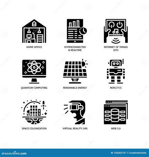 Technologies Disruption Icon Set Stock Vector Illustration Of Quantum