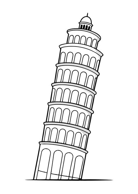 Leaning Tower Of Pisa Coloring Page Premium Ai Generated Vector