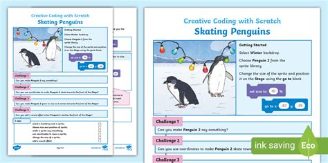 Skating Penguins Scratch Worksheet Teacher Made Twinkl