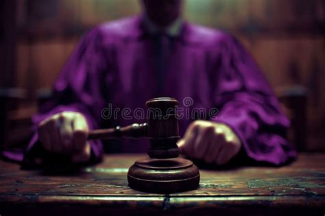 Law Judge And Closeup Of Lawyer With Gavel For Justice Court Hearing