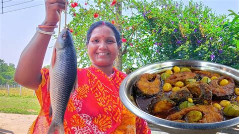 বাঁটা মশলায় দেশি রুই মাছ আলু পটল দিয়ে হালকা পাতলা ঝোল রান্না