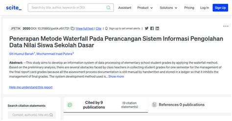 Penerapan Metode Waterfall Pada Perancangan Sistem Informasi Pengolahan Data Nilai Siswa Sekolah