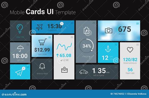 Mobile Cards UI Mockup Stock Vector Illustration Of Season