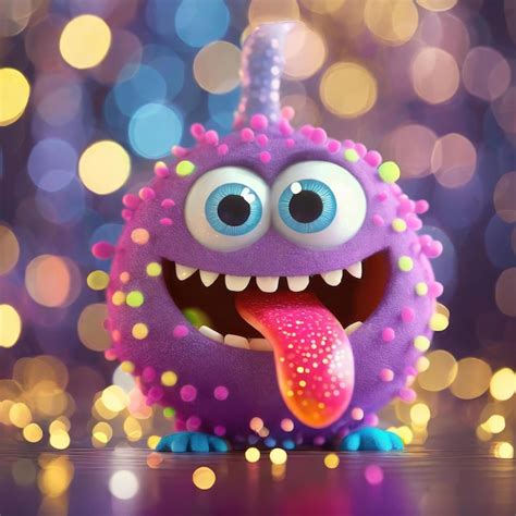 Premium Photo Cute Monster With Long Tongue