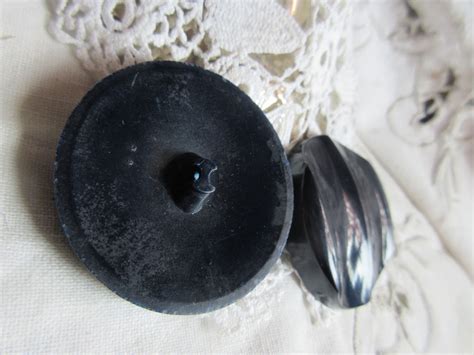 2 Grandes Botones De Abrigo Vintage Negro 1950 60 Grande 1 75