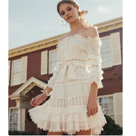 Buy Haute Couture Sexy Boho Mini Dress Slash Neck