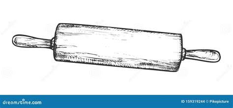 Rolling Pin For Dough Kitchenware Vintage Vector Stock Vector