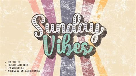Premium Vector Sunday Vibes Vintage Retro Editable Text Effect